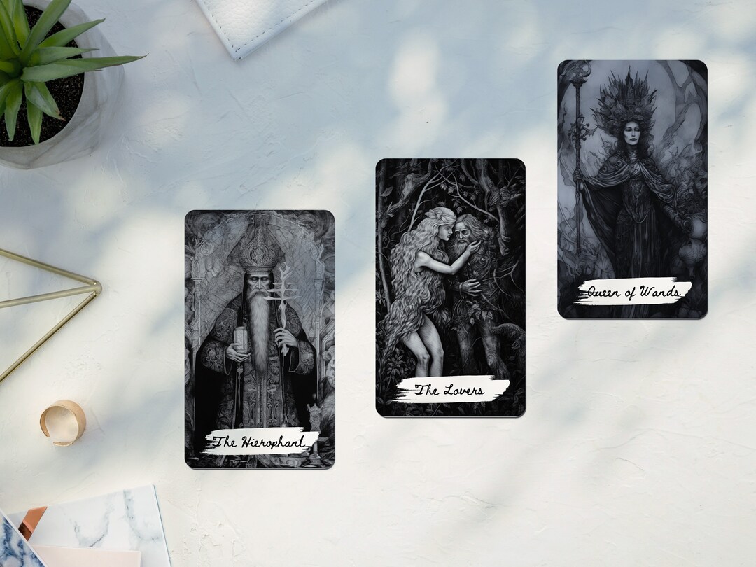 RSW Based Deck, Tarot Deck Guidebook, Beginner Friendly Tarot, Tarot Cards, Black and White ...