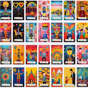Modern Tarot Deck, Vibrant Tarot Cards, Contemporary Tarot, Naive Tarot ...