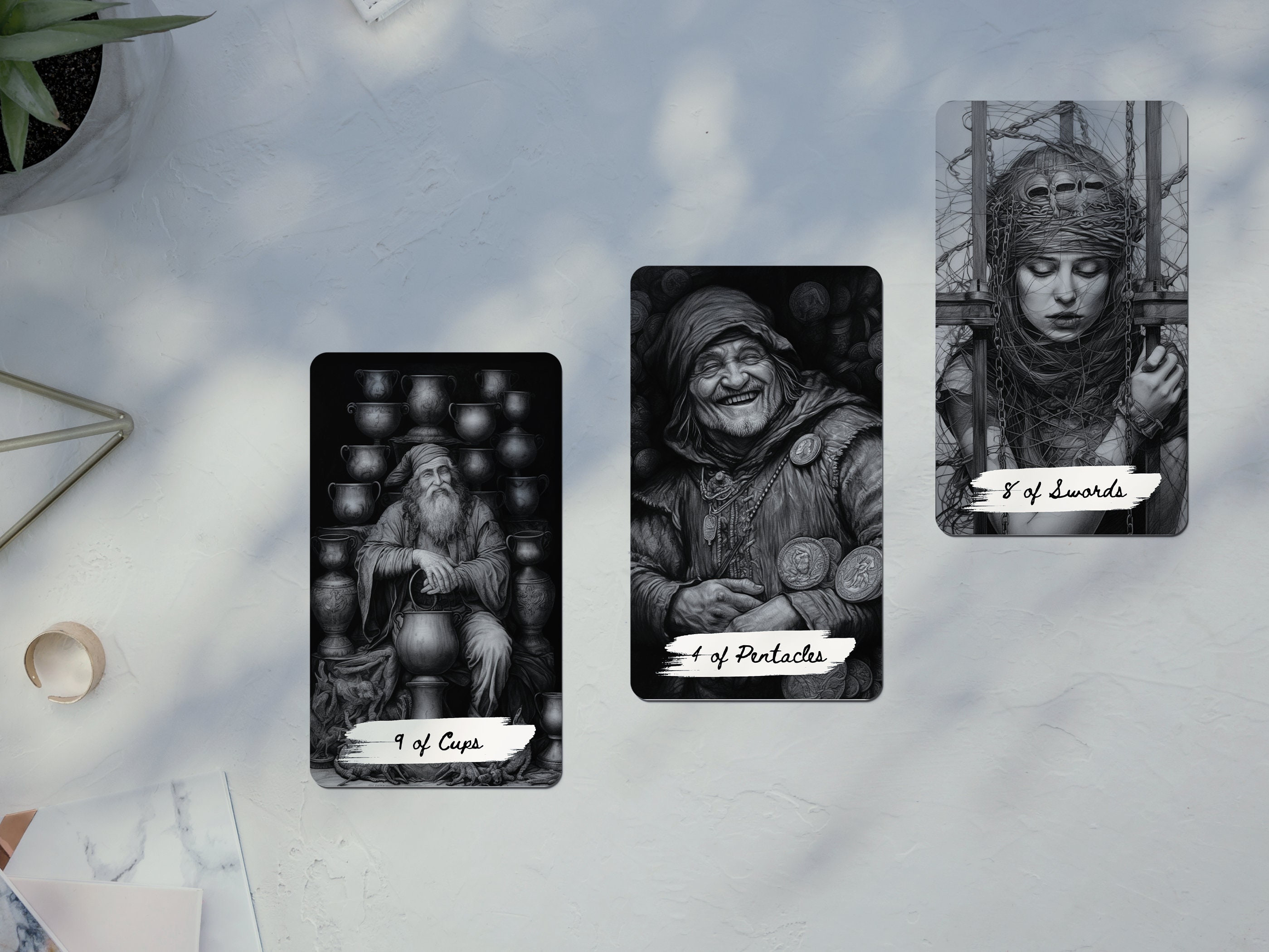 Black Tarot Cards Black Tarot Deck Charcoal Drawing Tarot - Etsy