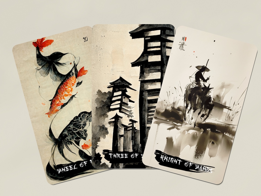 Japanese Art Deck, Vintage Tarot Deck, Tarot Cards, Sumie Art, Tarot ...