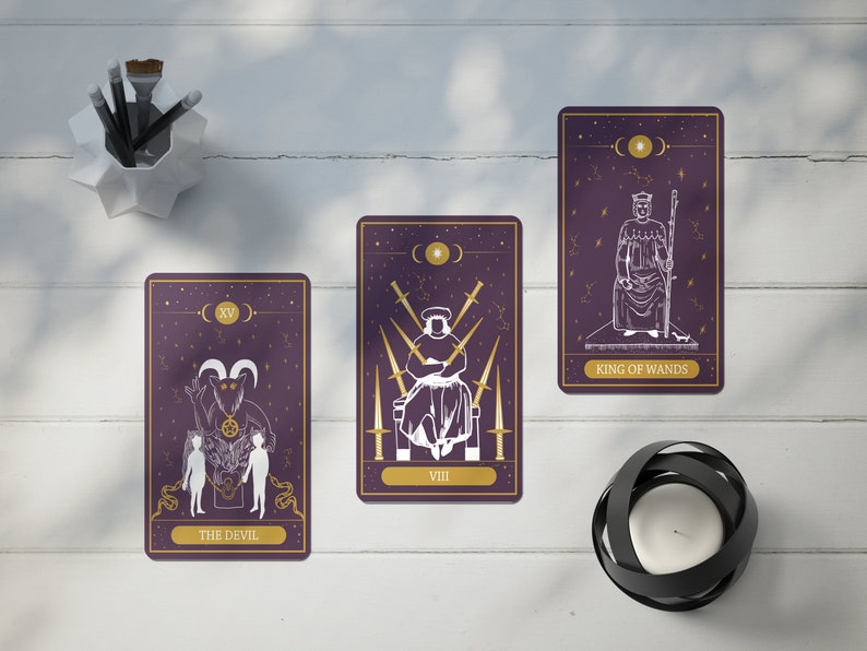 Purple Tarot Deck Minimalist Tarot Cards Full Tarot Deck - Etsy