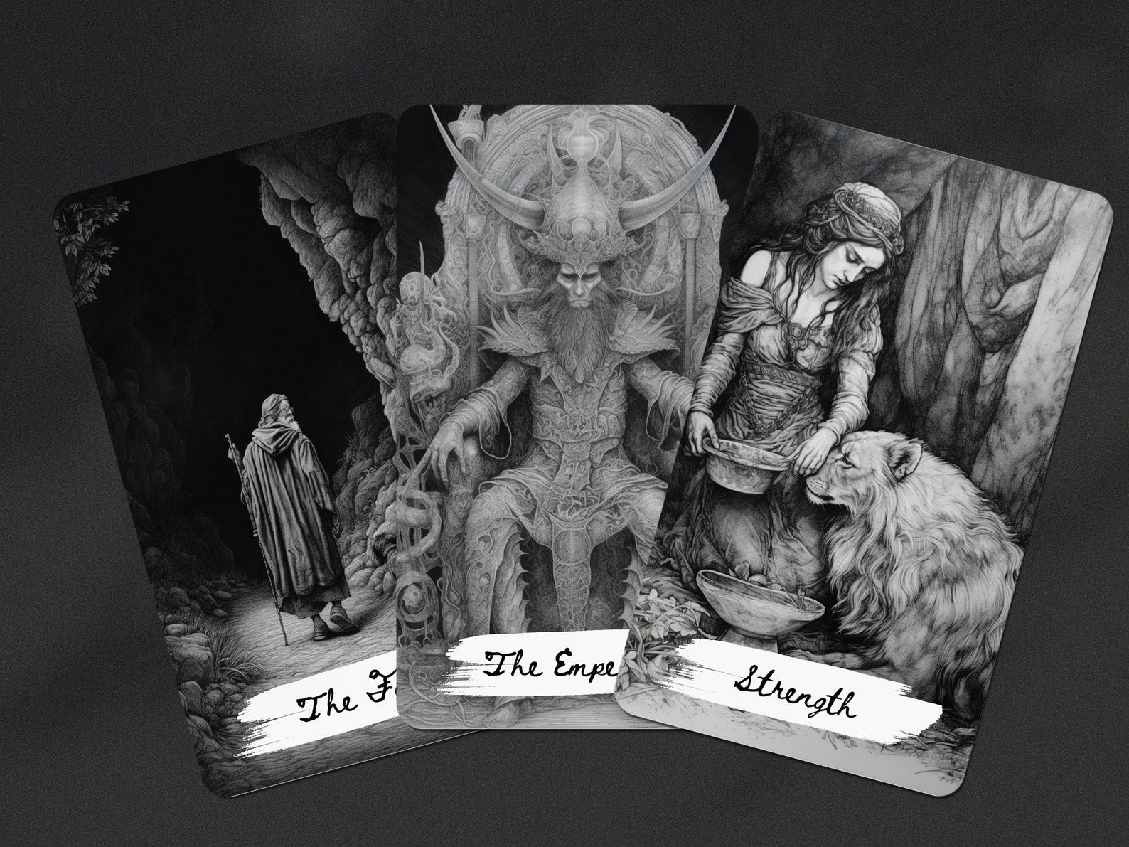 Black Tarot Cards Black Tarot Deck Charcoal Drawing Tarot - Etsy