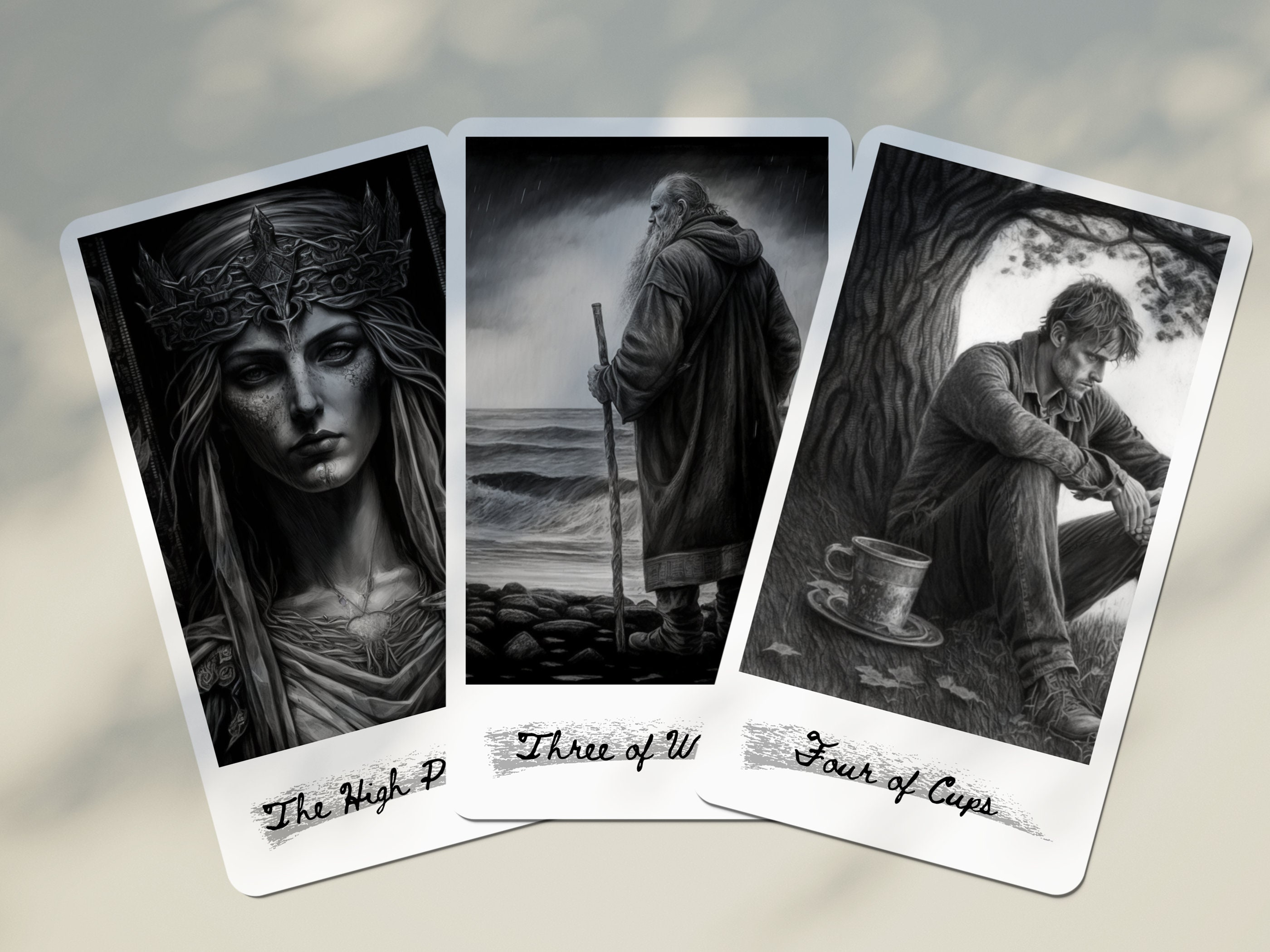 Black Tarot Cards Black Tarot Deck Charcoal Drawing Tarot - Etsy Canada
