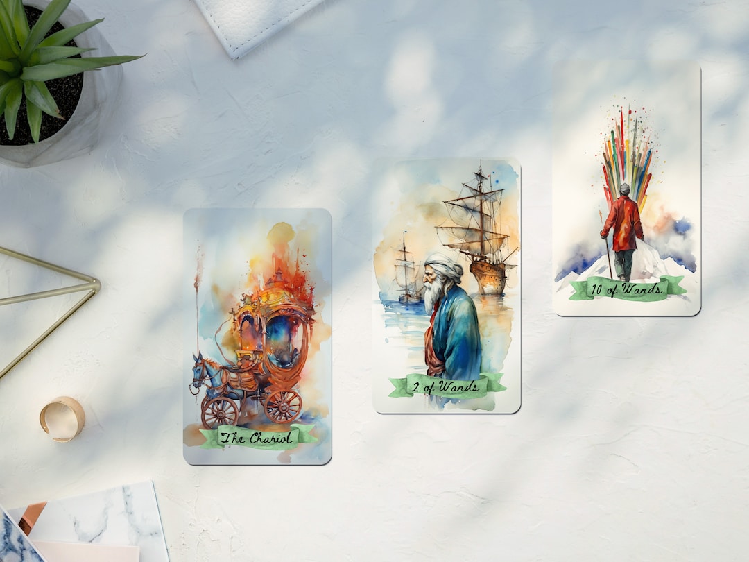 Moderntarot Deck, Watercolor Tarot Deck, Drawn Tarot Cards, Modern ...