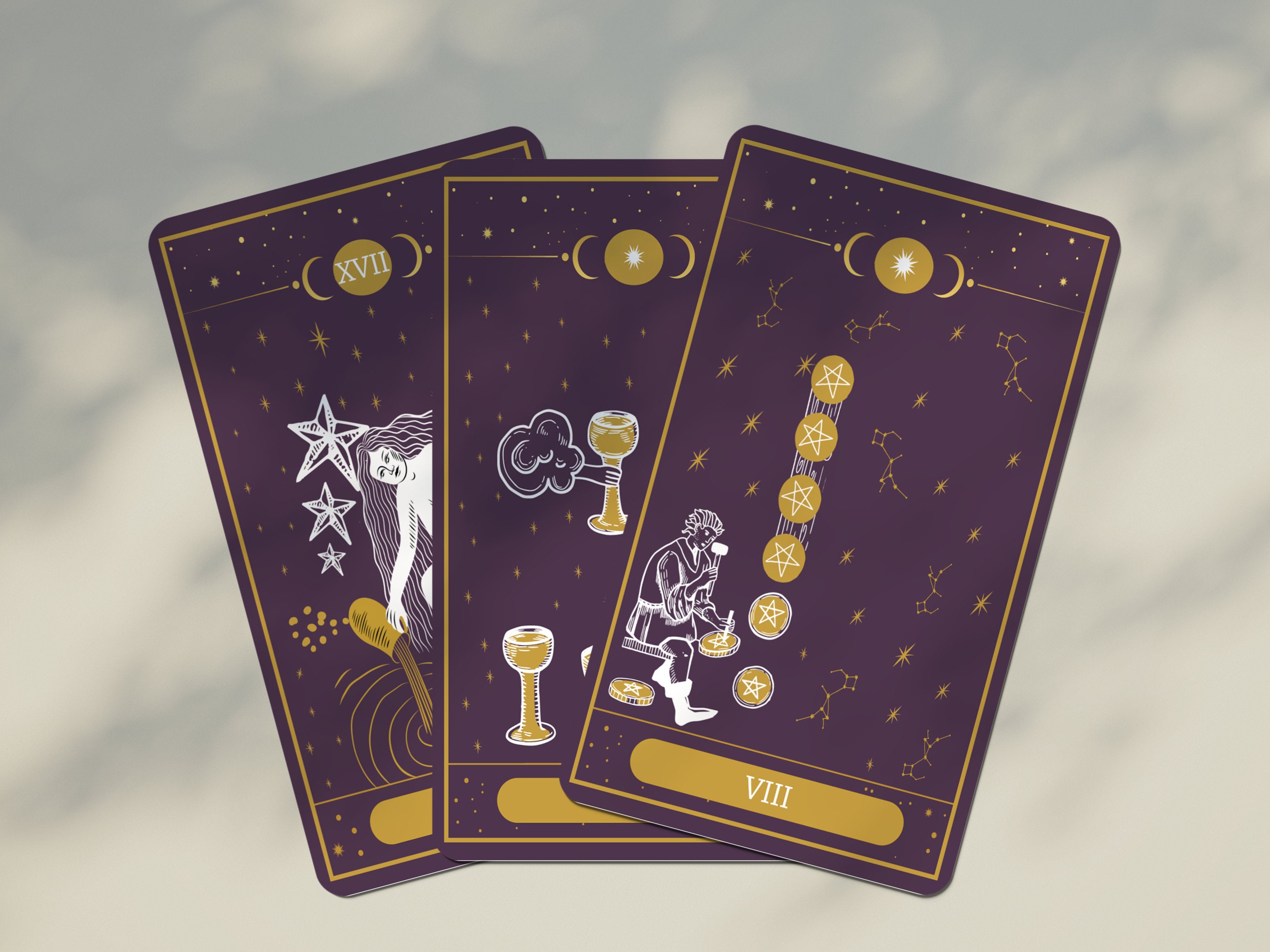 Purple Tarot Deck Minimalist Tarot Cards Full Tarot Deck - Etsy