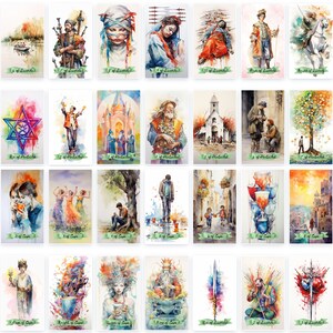 Modern Tarot Deck, Watercolor Tarot Deck, Drawn Tarot Cards, Watercolor ...