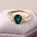 Drop Cut Emerald Engagement Ring,unique Drop Cut Diamond Set Ring ...