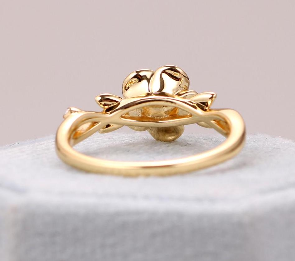 Rose Flower Moss Agate Engagement Ring: Gold Branch Bridal Jewelry - Etsy