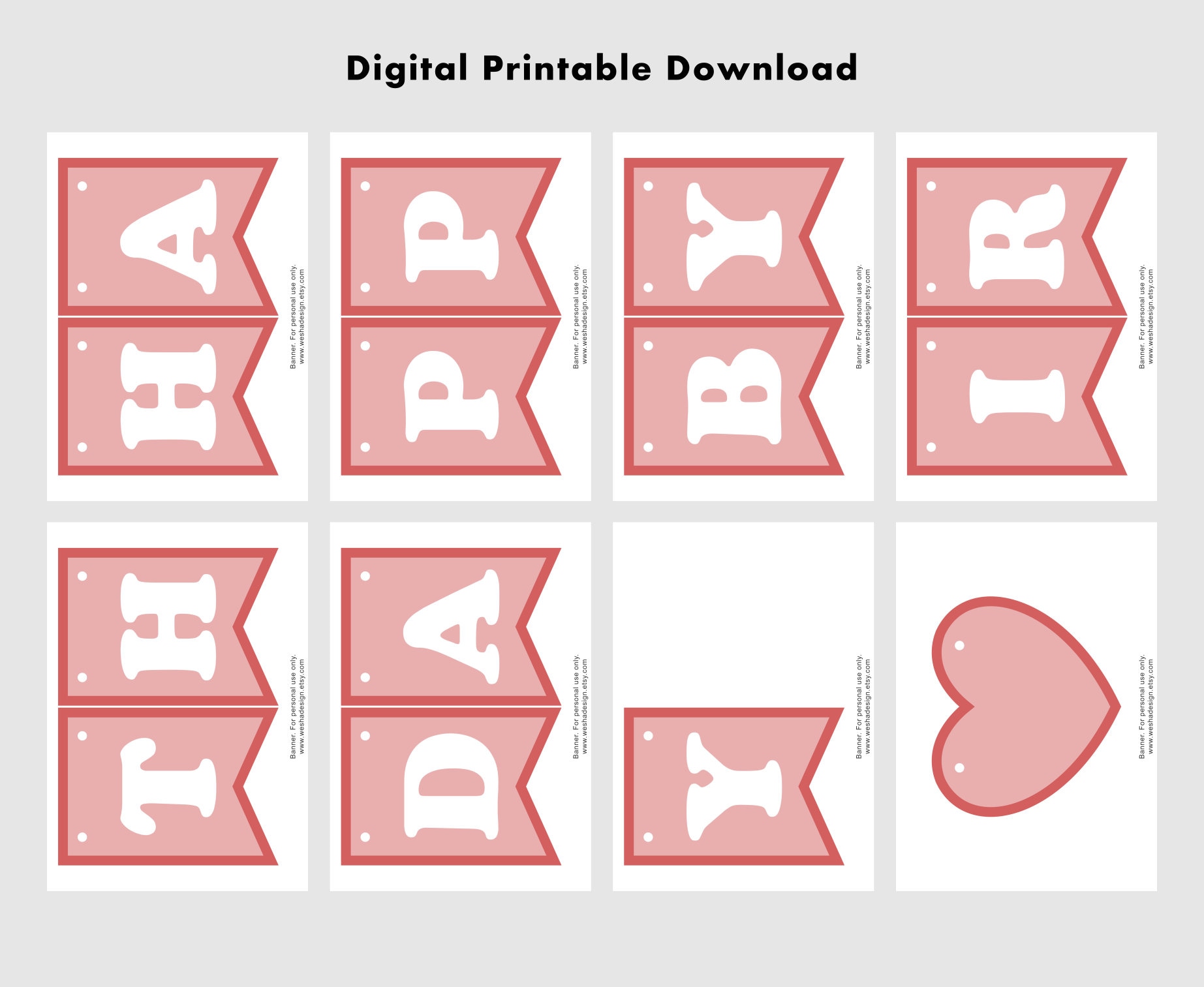 Pink Happy Birthday Banner Printable, Girly Theme Party, Minimalist ...