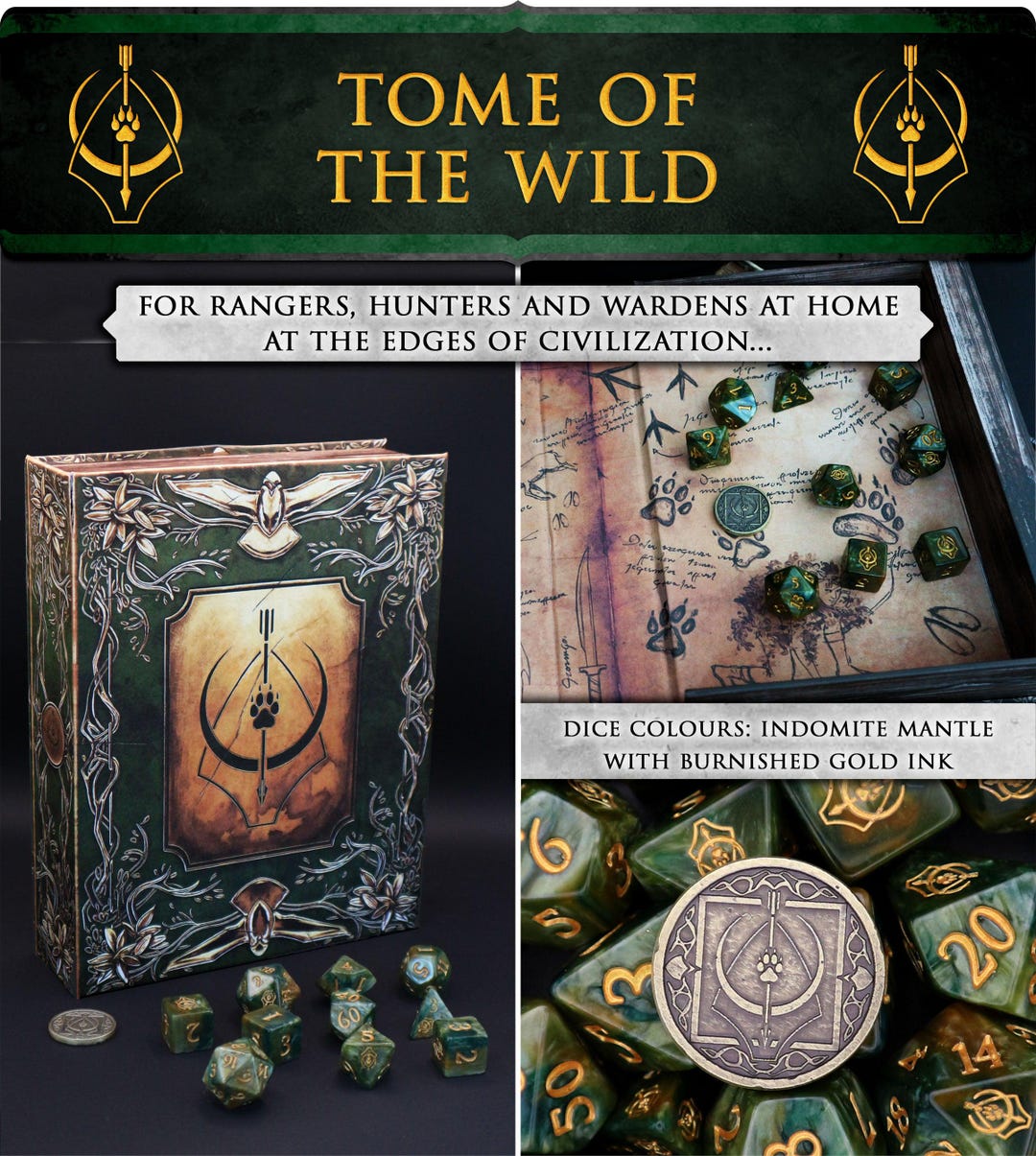 Tome of the Wild - Ranger Dice Set Perfect for D&D, Pathfinder and ...