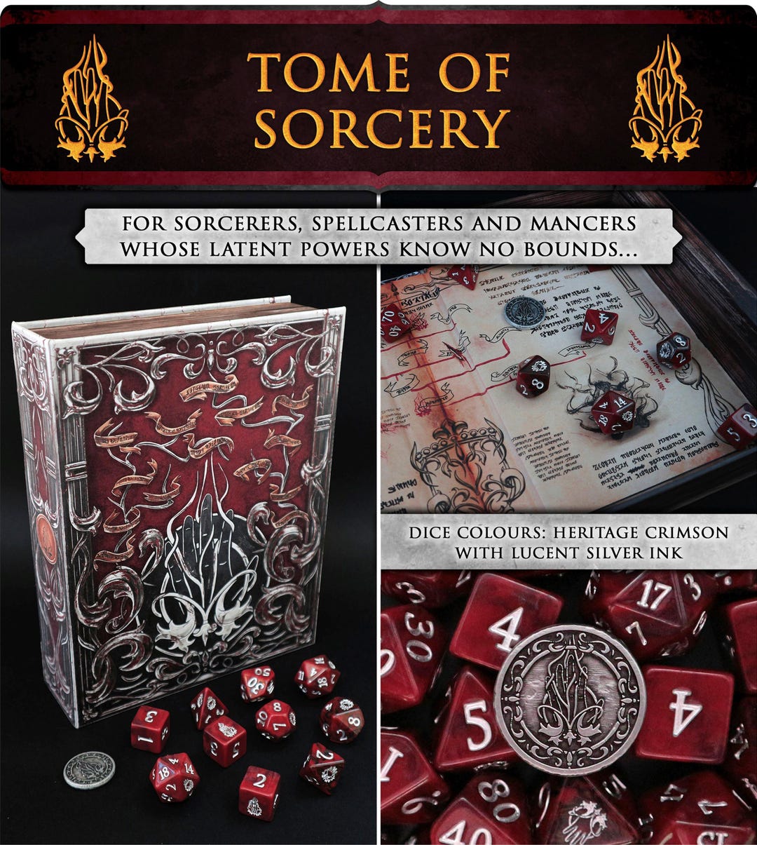 Tome of Sorcery - Sorcerer Dice Set Perfect for D&D, Pathfinder and ...