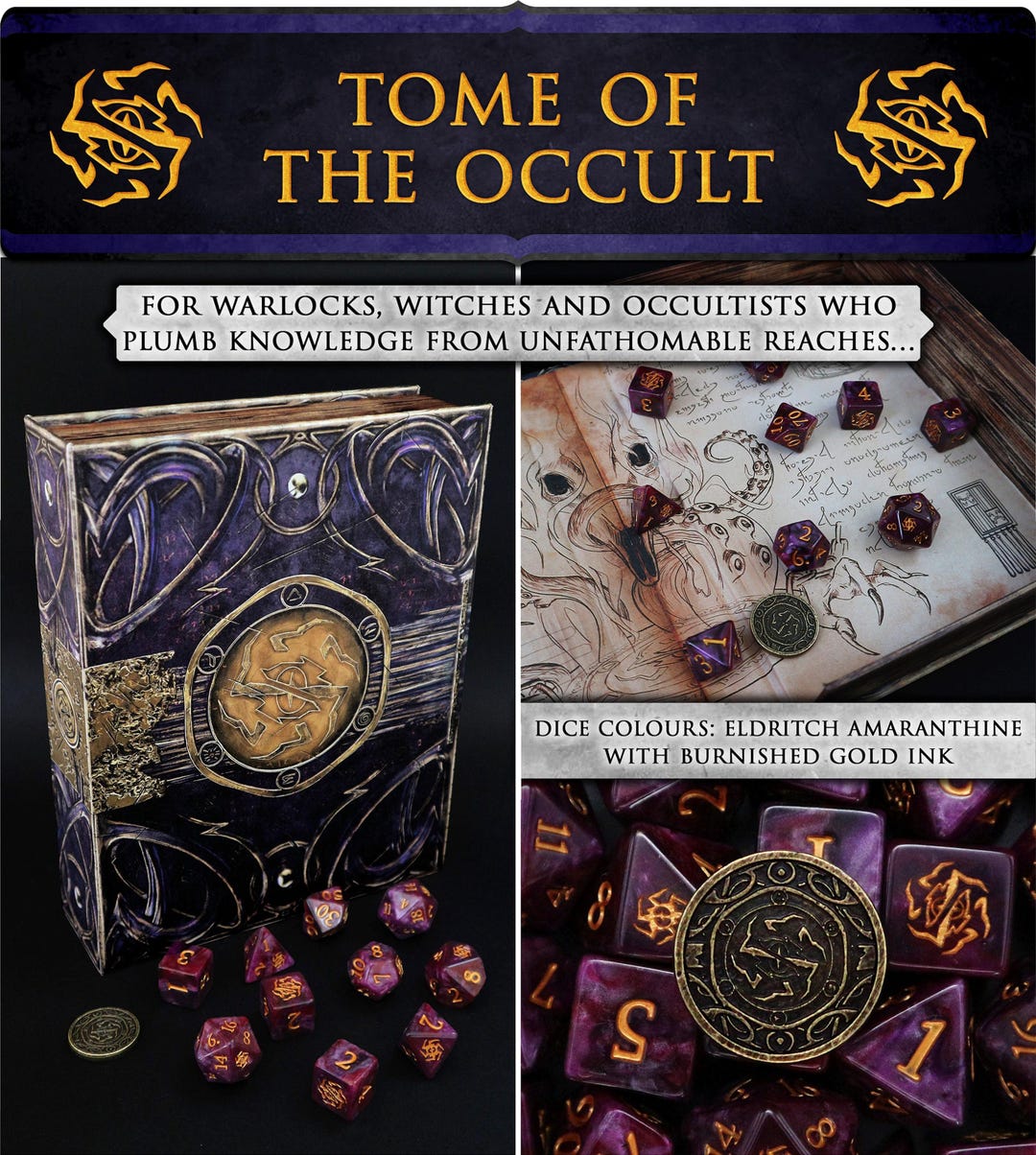 Tome of the Occult - Warlock Dice Set Perfect for D&D, Pathfinder and ...