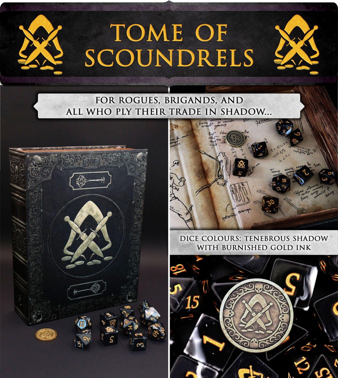 Tome of Scoundrels - Rogue Dice Set Perfect for D&D, Pathfinder and ...