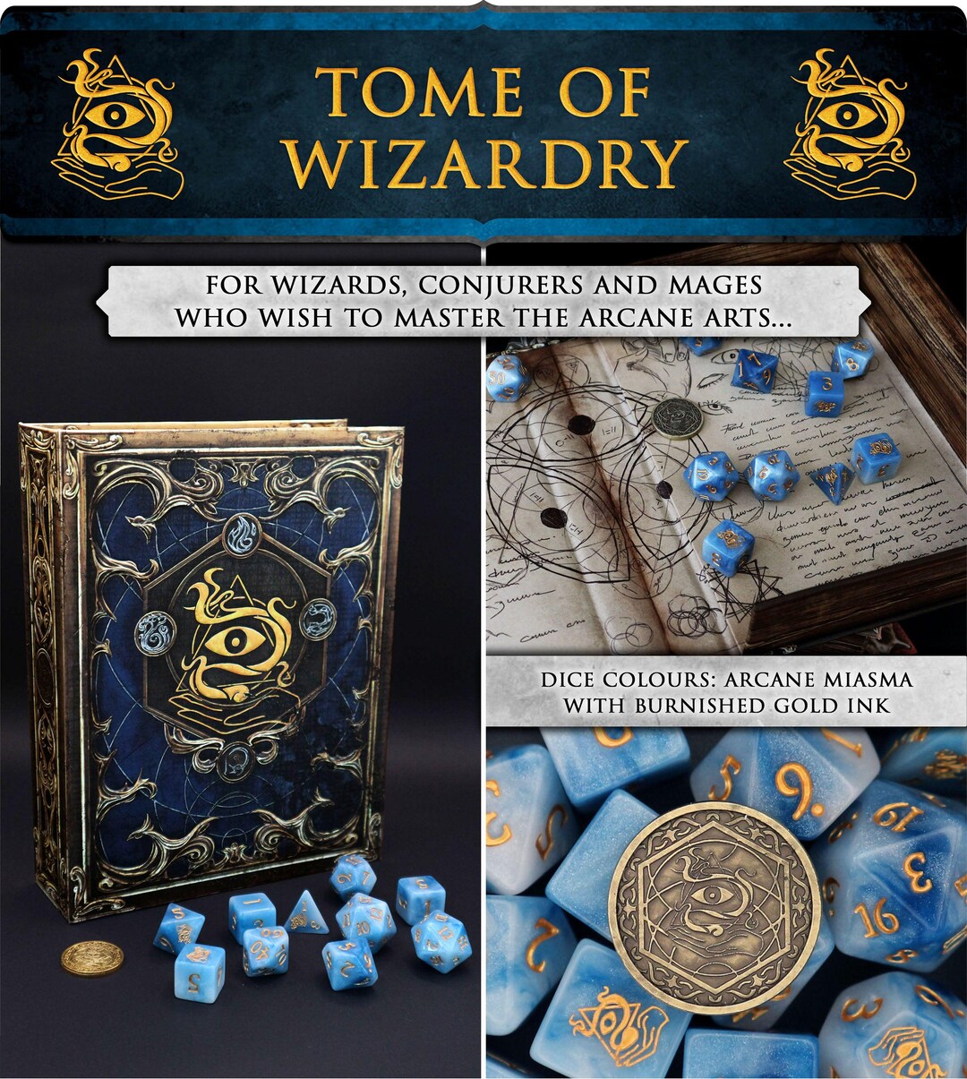 Tome of Wizardry - Wizard Dice Set Perfect for D&D, Pathfinder and ...