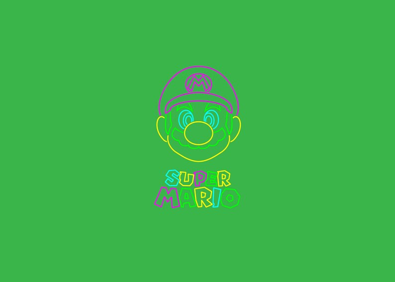 Super Mario Neon Style Svg File for Cutting Machine (4 Layers, 4 Colors ...