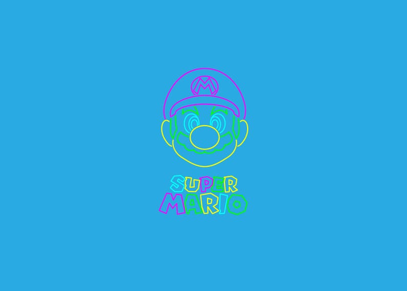 Super Mario Neon Style Svg File for Cutting Machine (4 Layers, 4 Colors ...