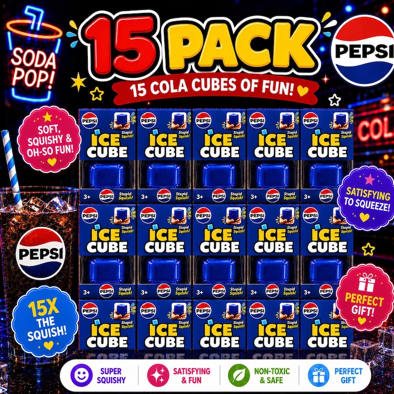 Pepsi Soda Edition Squishy Ice Cube Fidget Stress Relief Toy Kids Gift ...