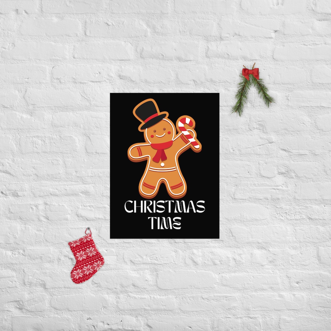Gingerbread Man Wall Art, Holiday Decor, Christmas Prints, Gingerbread ...