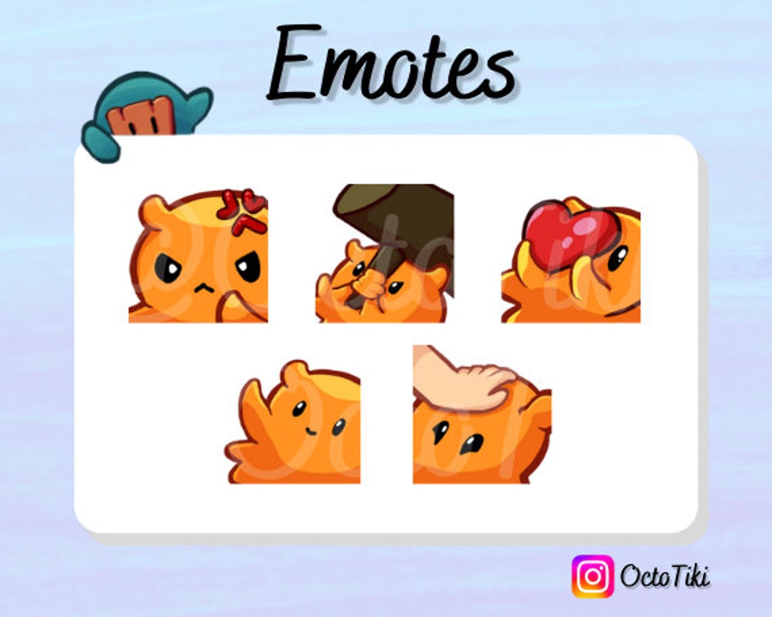 Cute Orange Octopus Emotes 5 Twitch Discord Emote Pack - Etsy