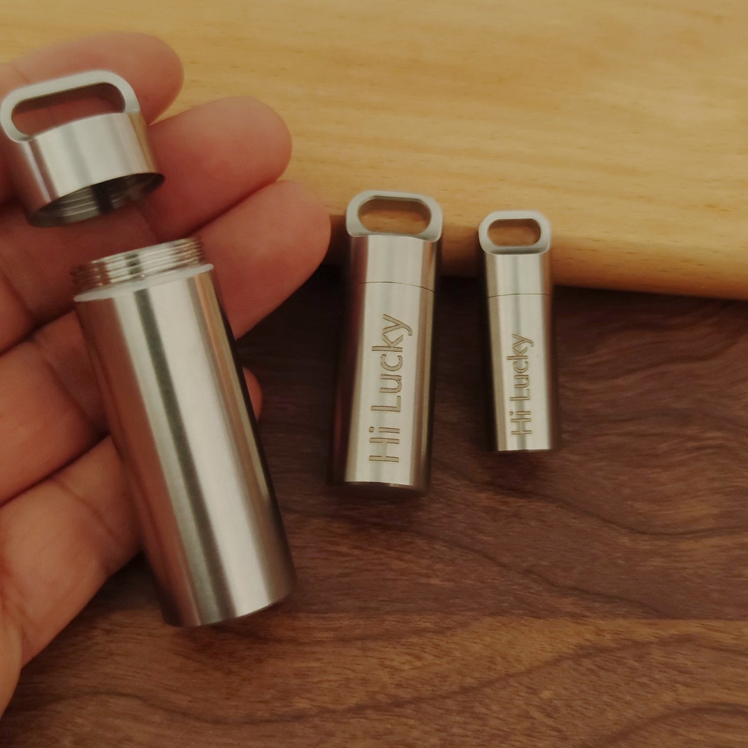 Stainless Steel EDC Pill Case, Mini Pill Box,metal Keychains Pill Box ...