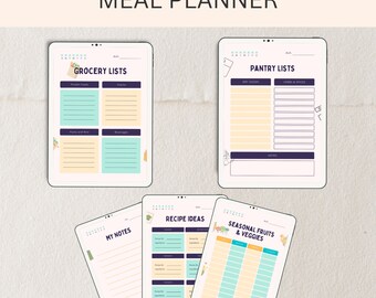 Digital Meal Planner, Printable, Recipe, Groceries Planner ...