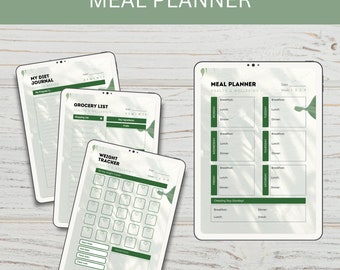 Digital Meal Planner, Printable, Recipe, Groceries Planner ...
