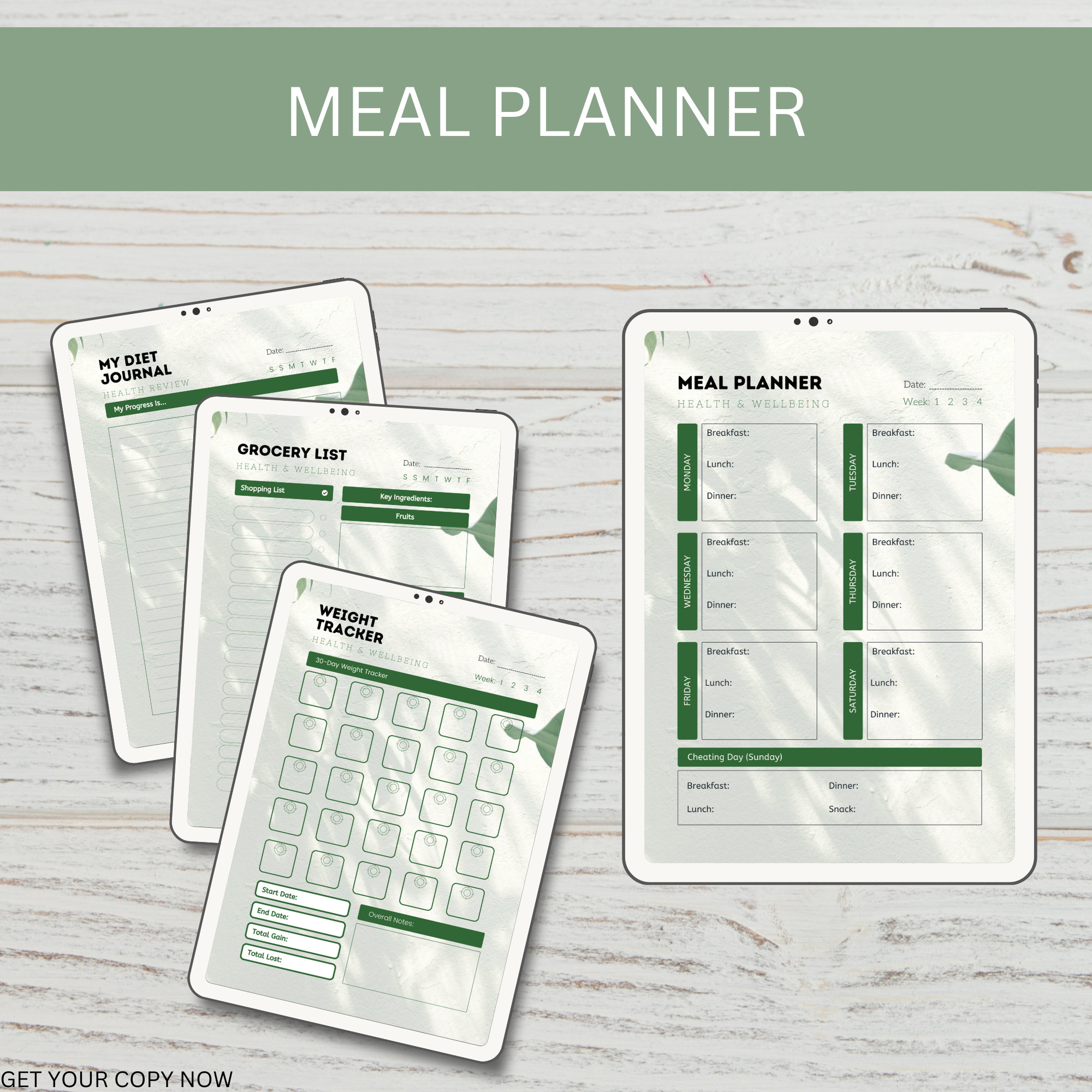 Digital Meal Planner, Printable, Recipe, Groceries Planner ...
