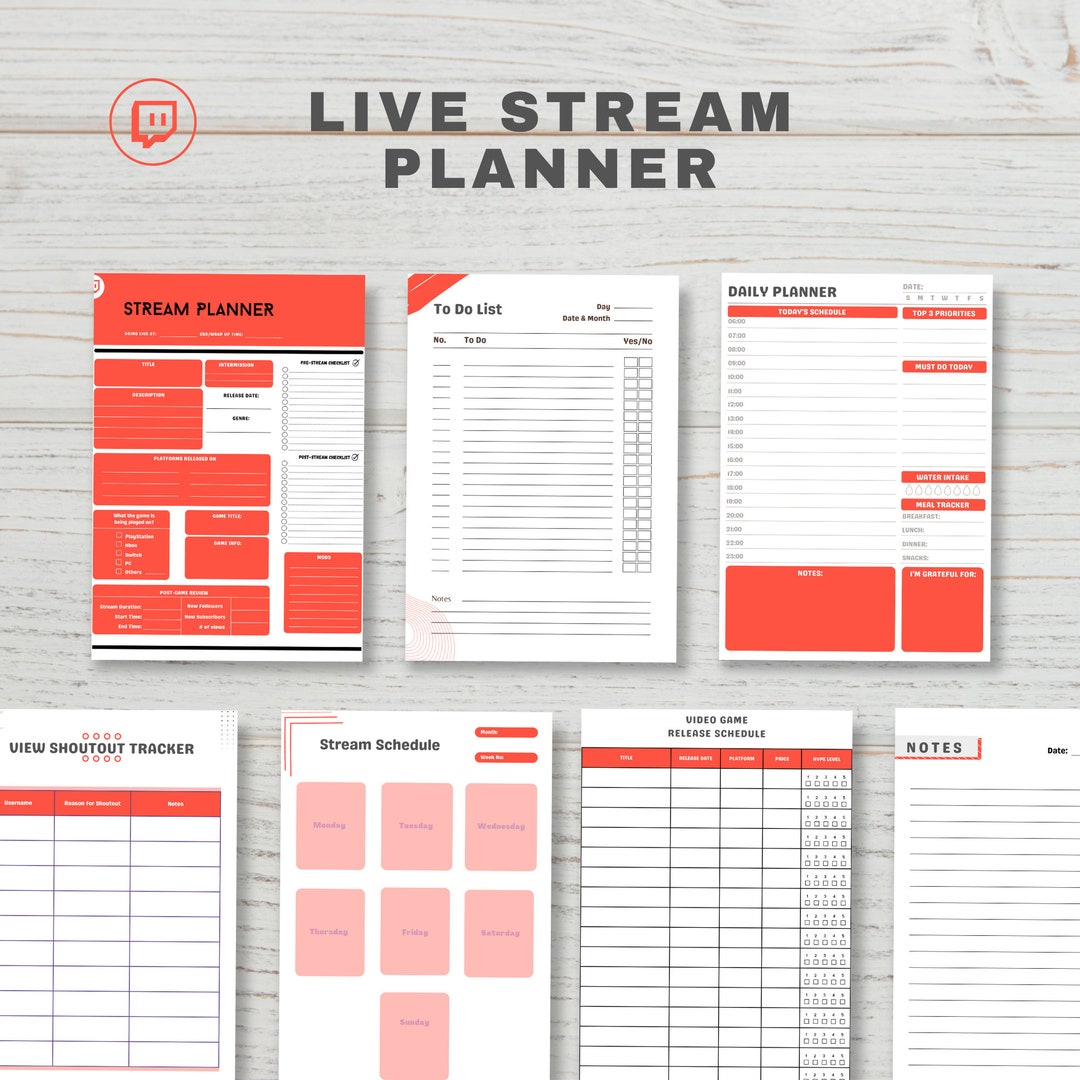 Twitch Streamer Planner, Stream Schedule, Gaming Planner, Printable ...