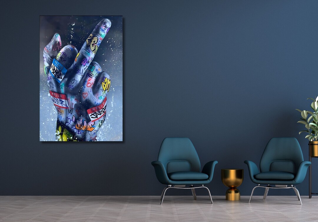 Middle Finger Banksy Wall Art, Graffiti Wall Decor, Middle Finger ...