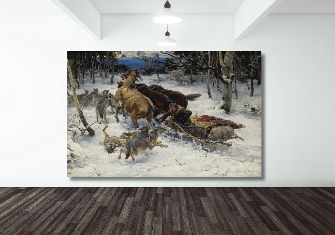 Postal Sleigh Attacked by Wolves, Alfred Wierusz-kowalski Canvas - Etsy
