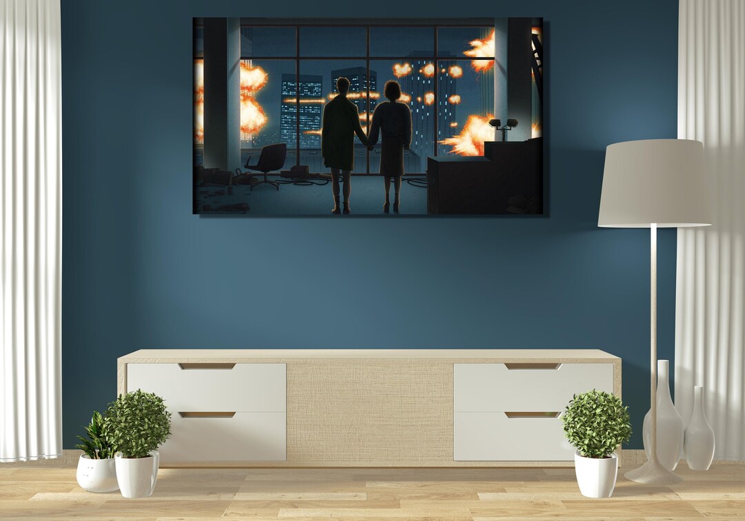 Fight Club Movie Poster Man and Woman Silhouette Wall Art Canvas Print ...
