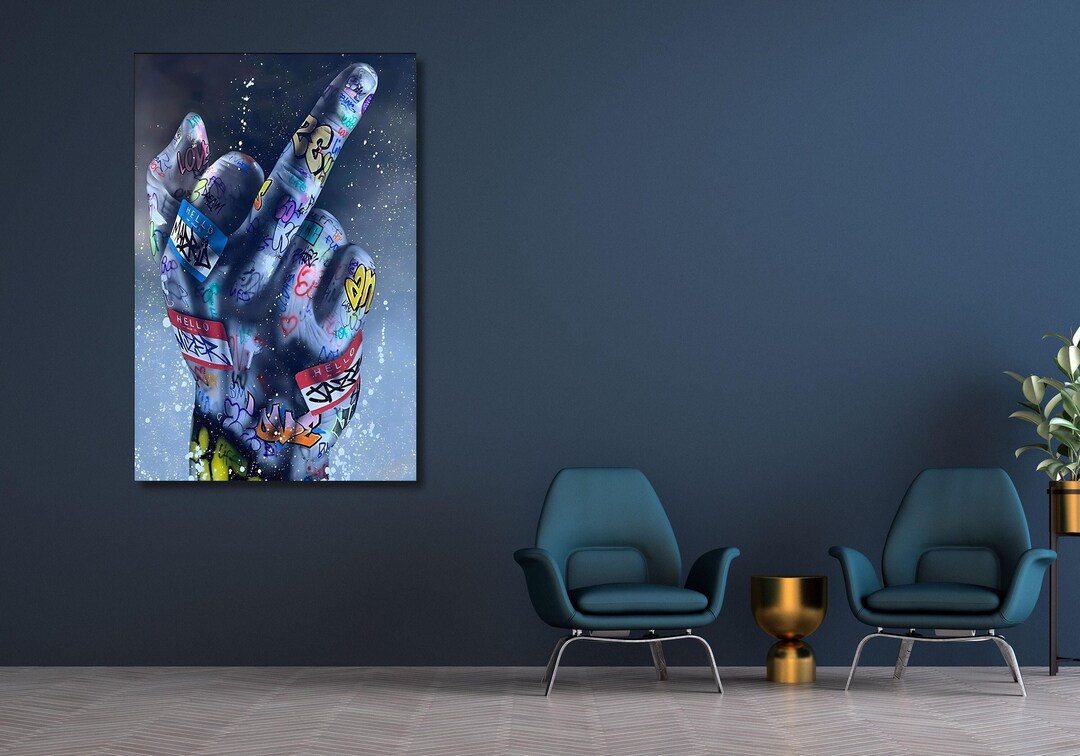 Middle Finger Graffiti Canvas Art, Banksy Style Pop Art Print - Etsy