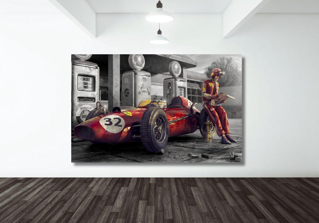 Legend Ferrari Racing Car Canvas Wall Art,formula 1 Canvas Art,vintage ...