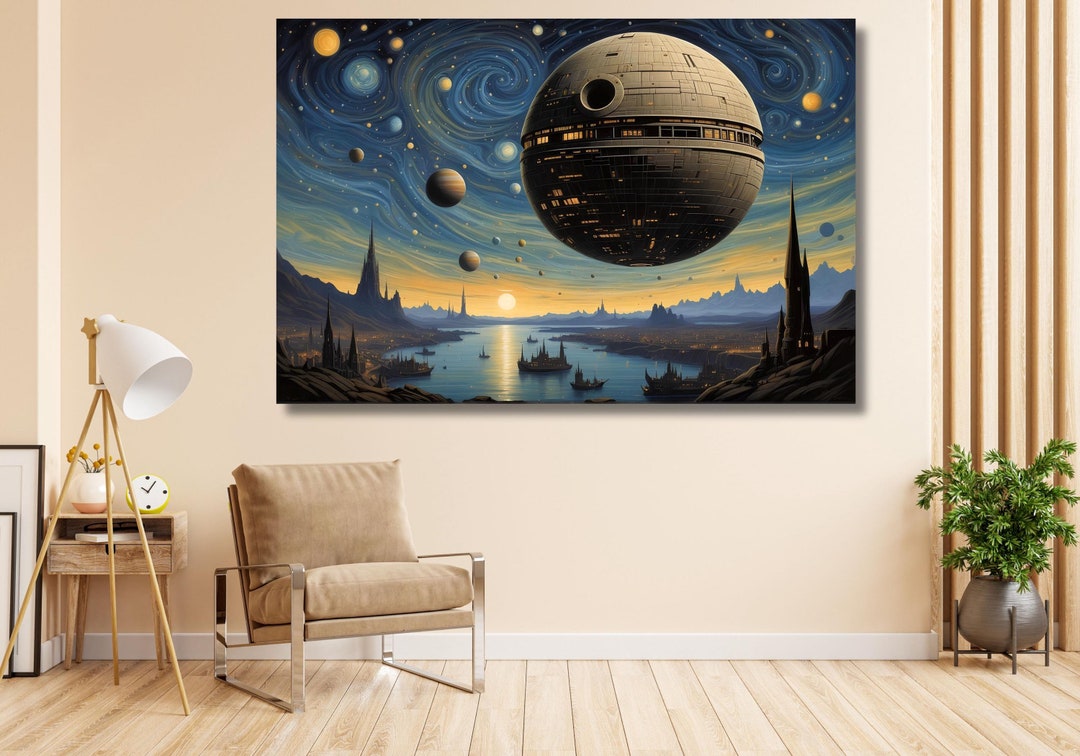 Starry Night Death Star Star Wars Canvas Print Star Wars Art Print Star ...