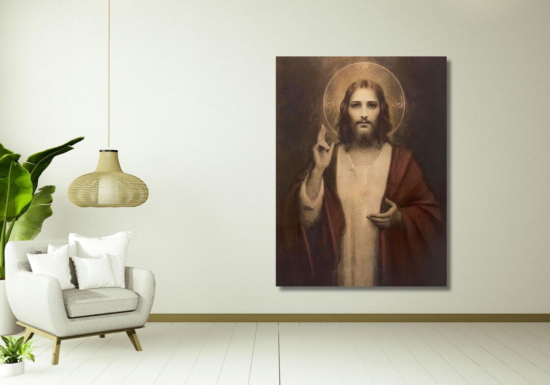 Sacred Heart of Jesus Ready to Hang Canvas,touchdown Jesus Poster Print ...