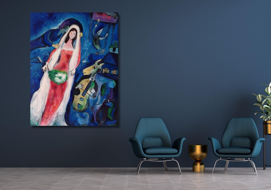Marc CHAGALL Canvas Wall Art,bride and Goat Canvas Print Art,chagall La ...