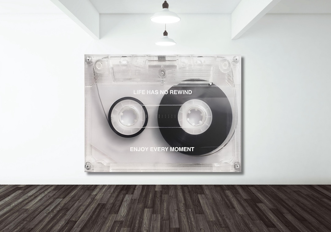 Life Has No Rewind Cassette Canvas, Motivational Quote Canvas Wall Art ...
