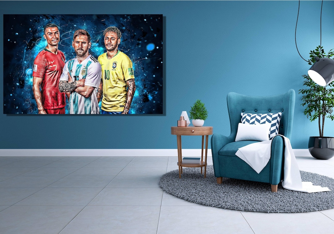 Messi Poster Cristiano Ronaldo Poster Neymar Canvas Wall Decor Messi ...