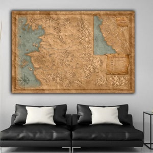 The Witcher World Map, Continent, Northern Kingdoms Canvas Poster, Wall ...