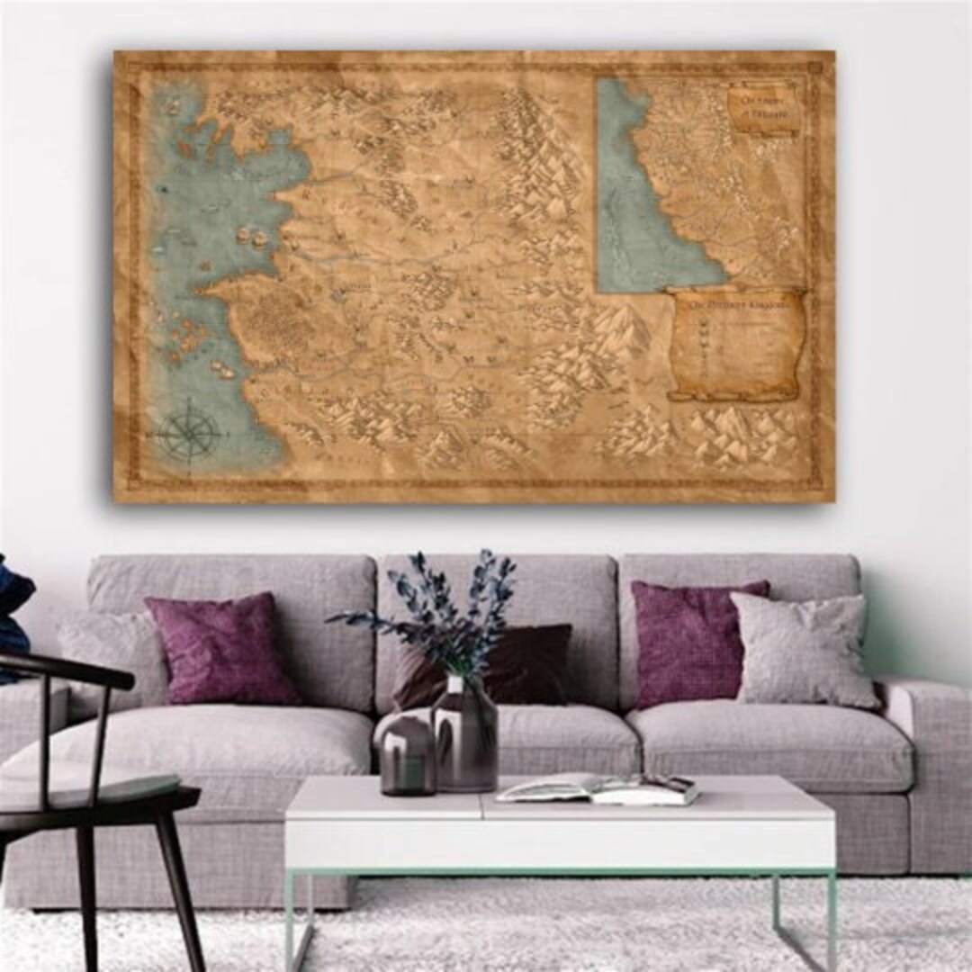 The Witcher World Map, Continent, Northern Kingdoms Canvas Poster, Wall ...