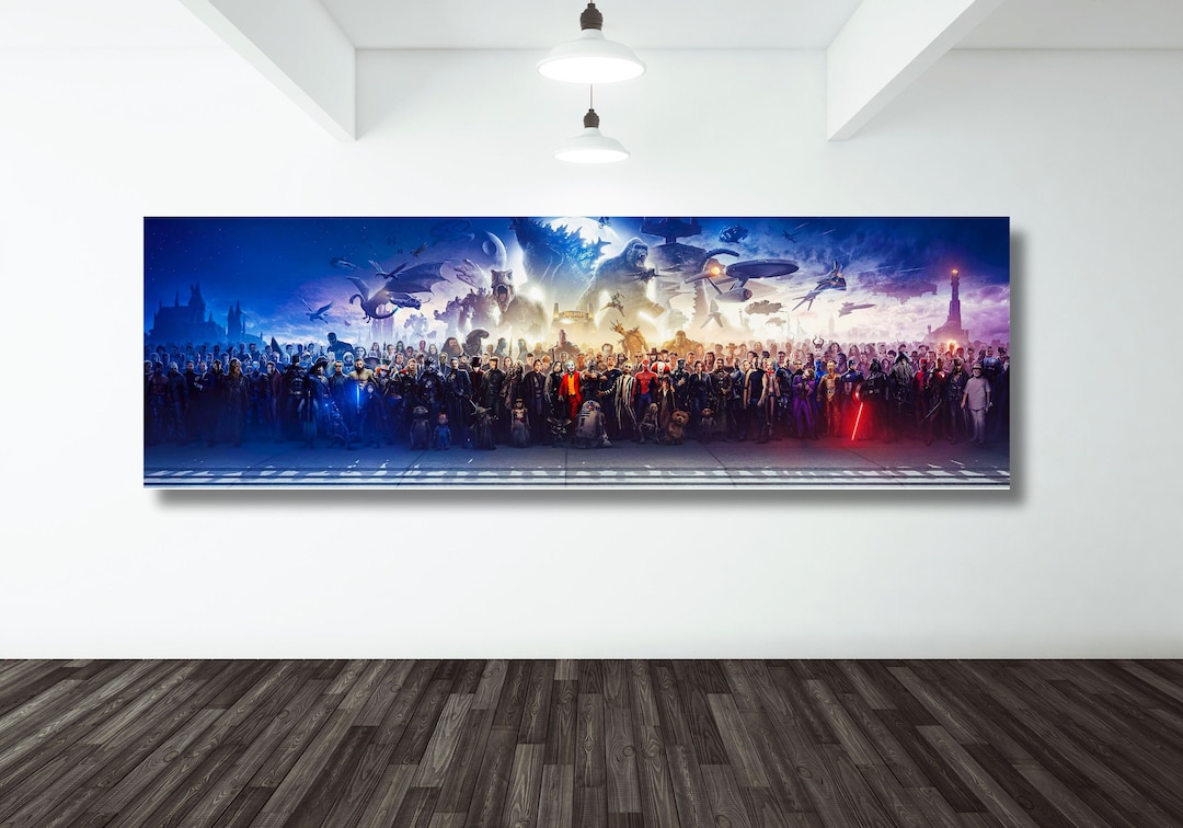 150 Movie Blockbuster Characters Panorama Canvas Wall Art Wall Art New ...