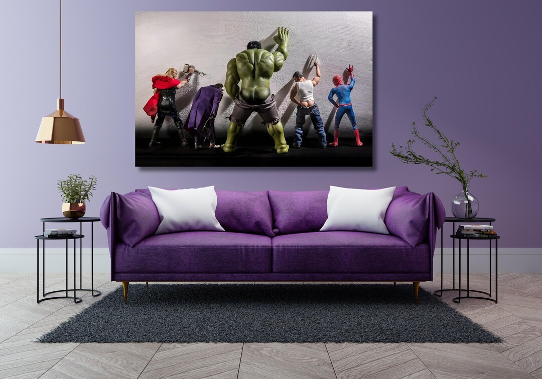 Avengers Toilet Humor Canvas Art, Superheroes Restroom Print - Etsy