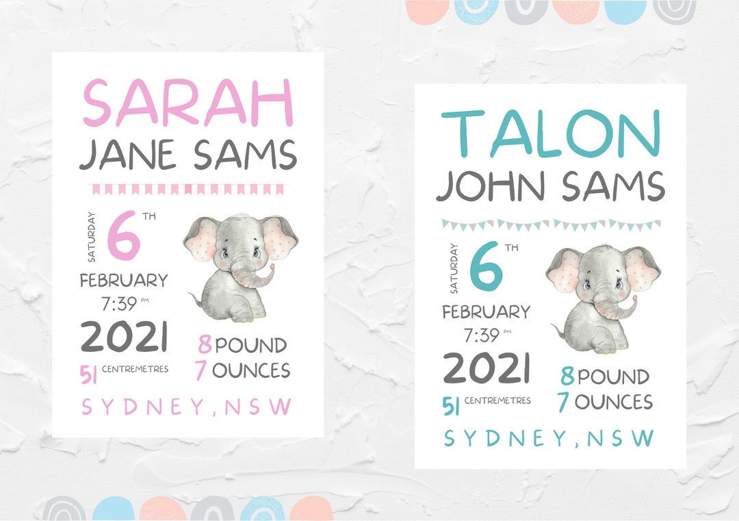 Baby Birth Details - Template - Etsy