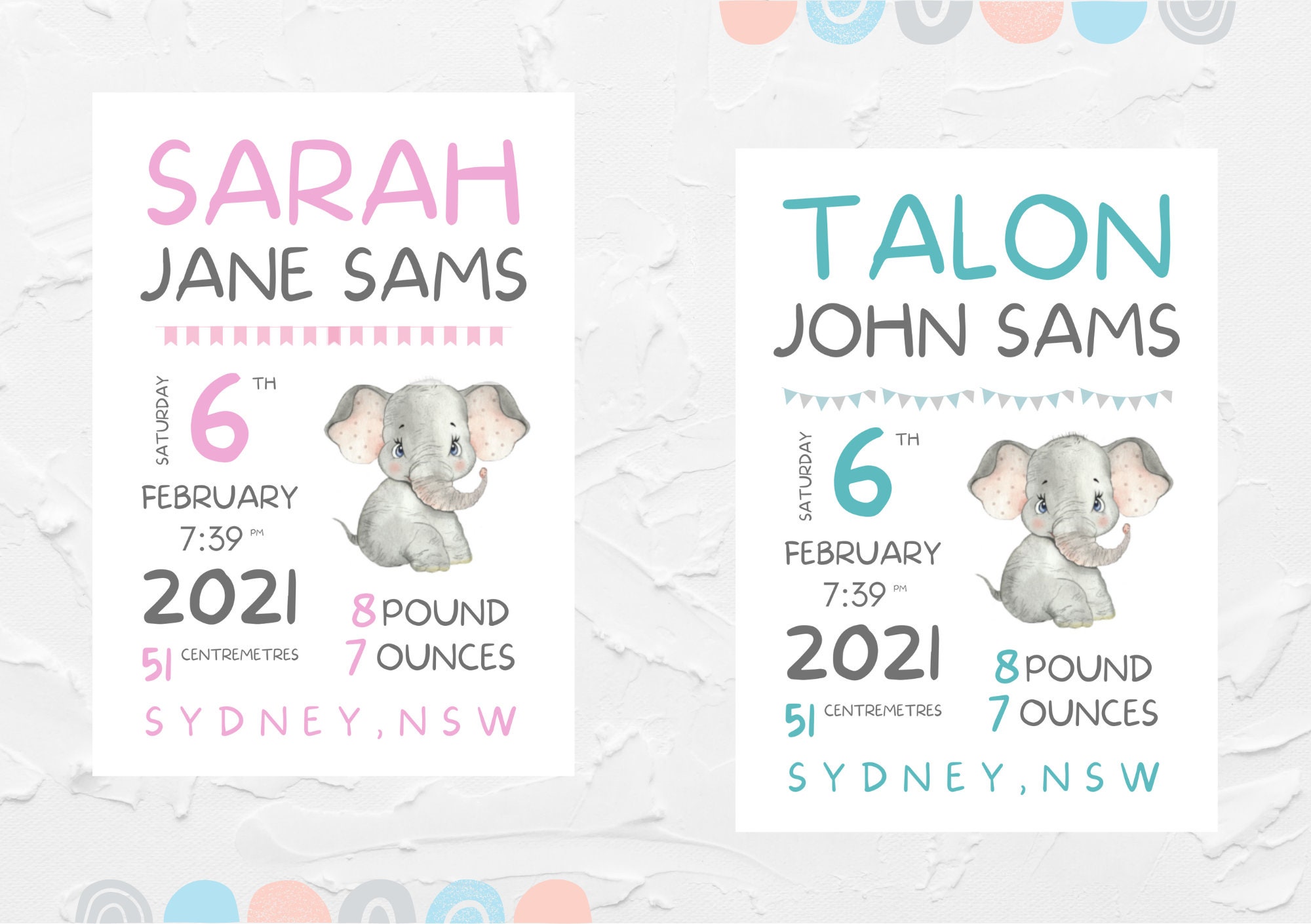 Baby Birth Details - Template - Etsy