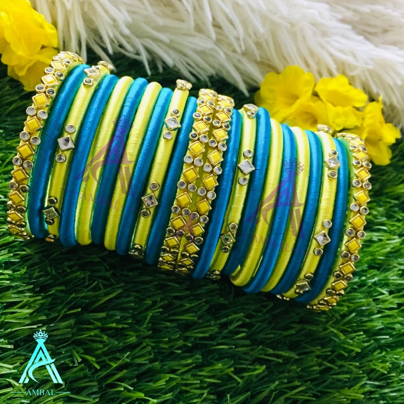 Multi Color Silk Thread Bangle Combo Pack (set of 4) - Etsy