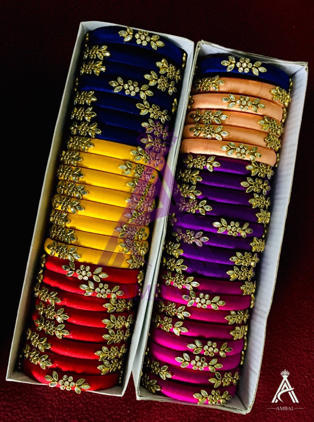 Multicolour Floral Designed Return Gift Silkthread Bangle Set for ...