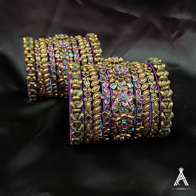 Kundan Worked 3D Silkthread Bangles - Etsy