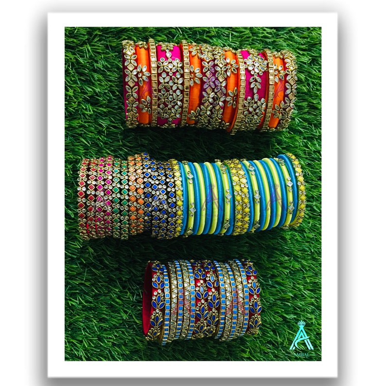 Multi Color Silk Thread Bangle Combo Pack (set of 4) - Etsy