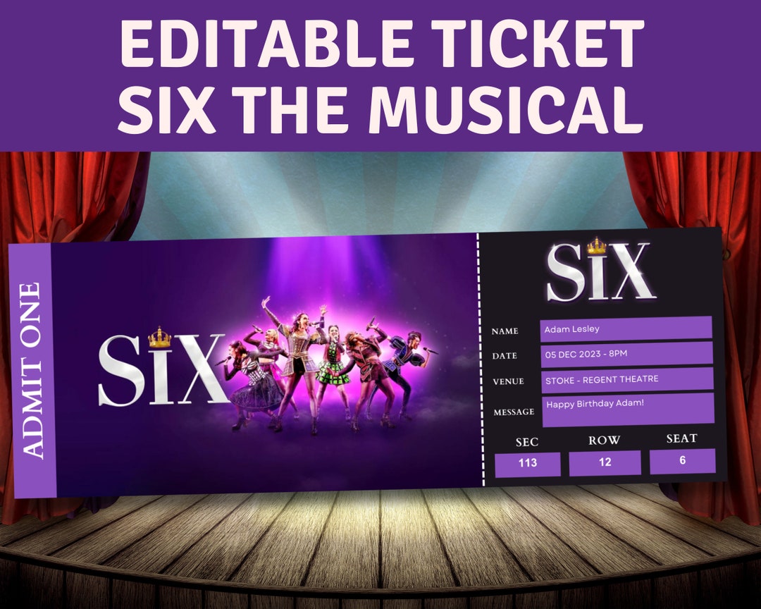 Editable Six the Musical Ticket Six Ticket 2024 Six the - Etsy