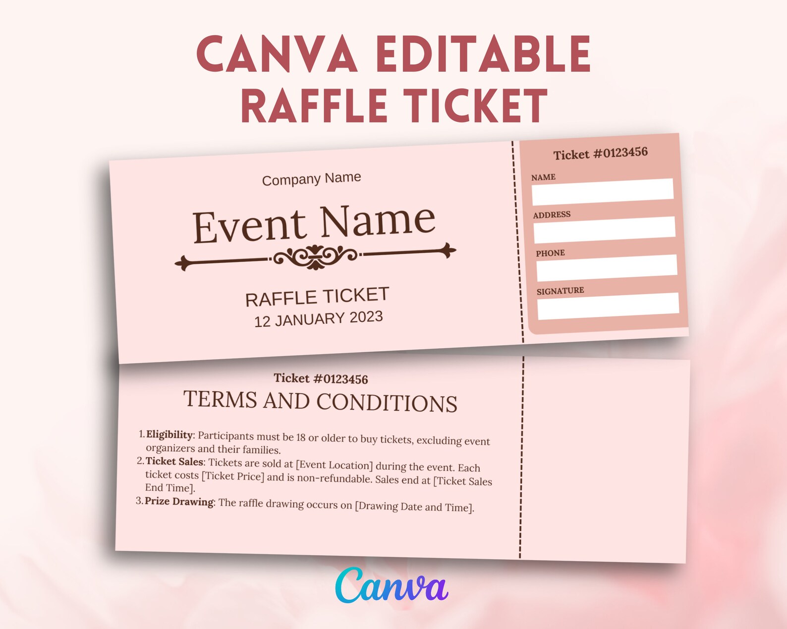 Editable Raffle Ticket Event Raffle Ticket Customizable - Etsy Canada